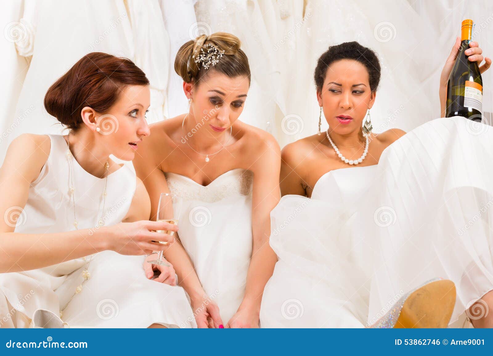Brides Drinking Too Much in Wedding Shop Stock Photo - Image of drunk ...