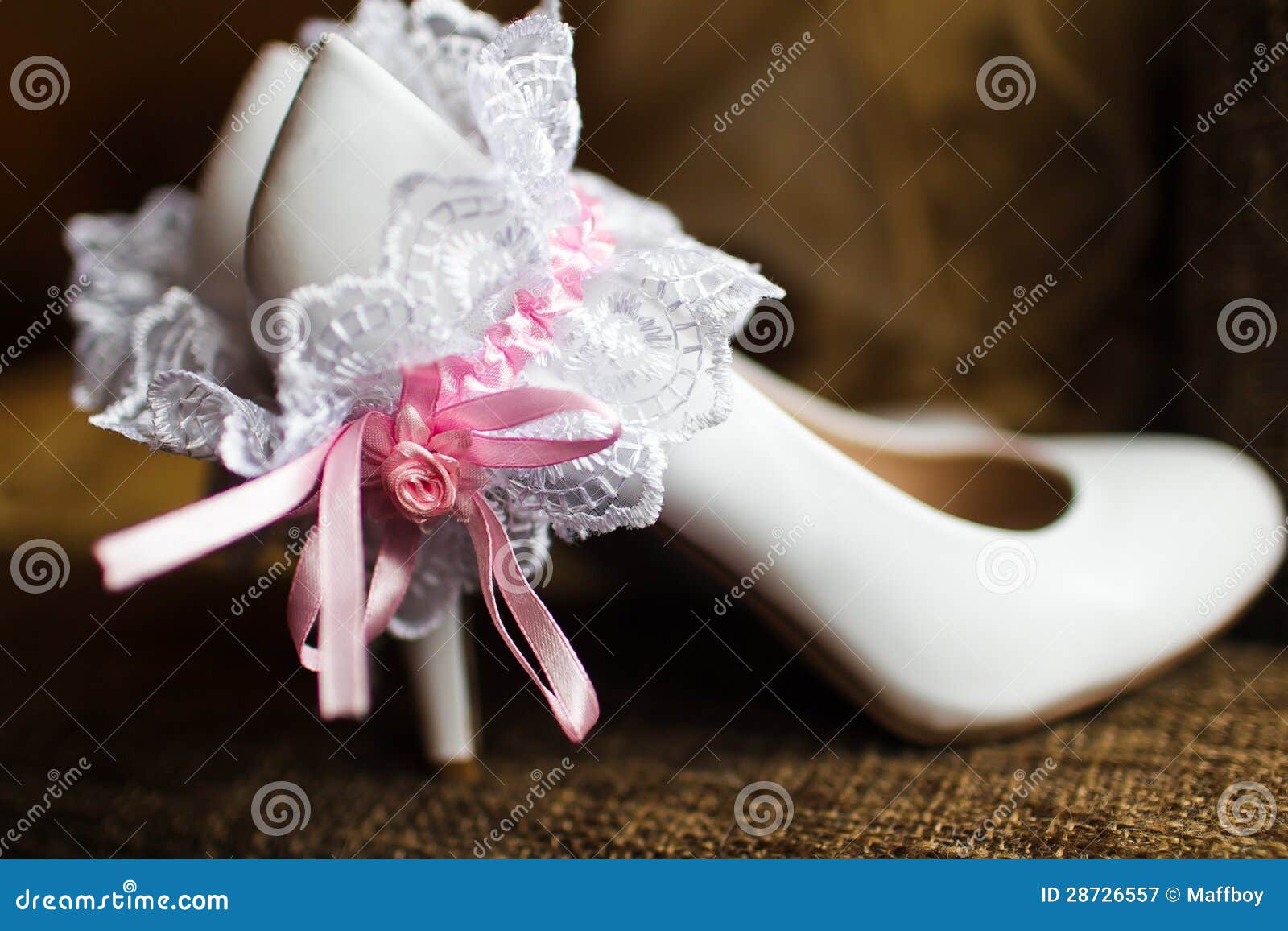 Brides shoes and garter stock image. Image of girl, beauty - 28726557