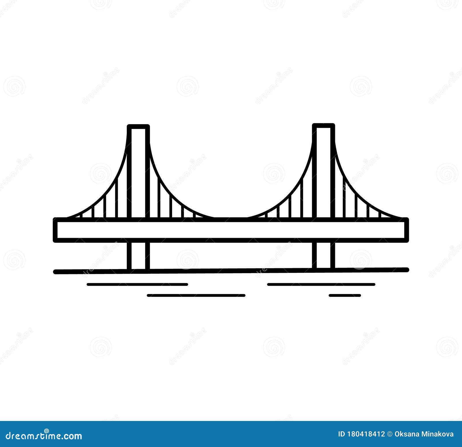 Set Of Bridge Line Icons Isolated On White Background. Different Types ...