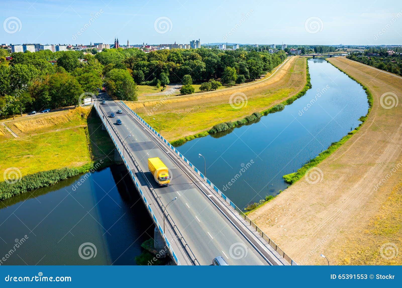 Bridge above the river stock image. Image of green, transportation ...