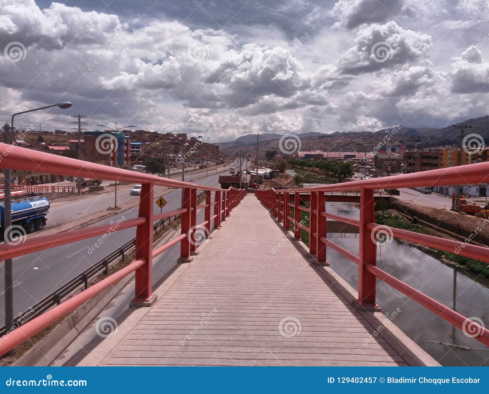 Bridge access ramp stock image. Image of alley, bushes - 129402457