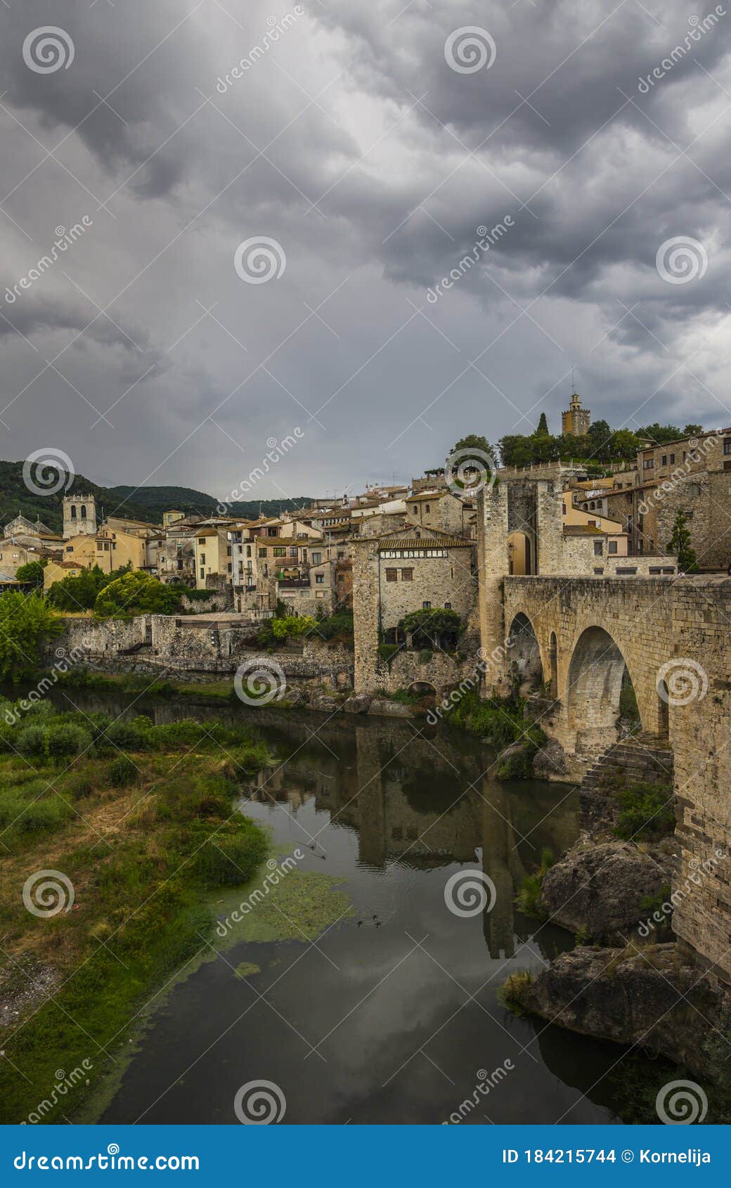 Bridge Across El Fluvia River in Besalu Stock Photo - Image of spain ...