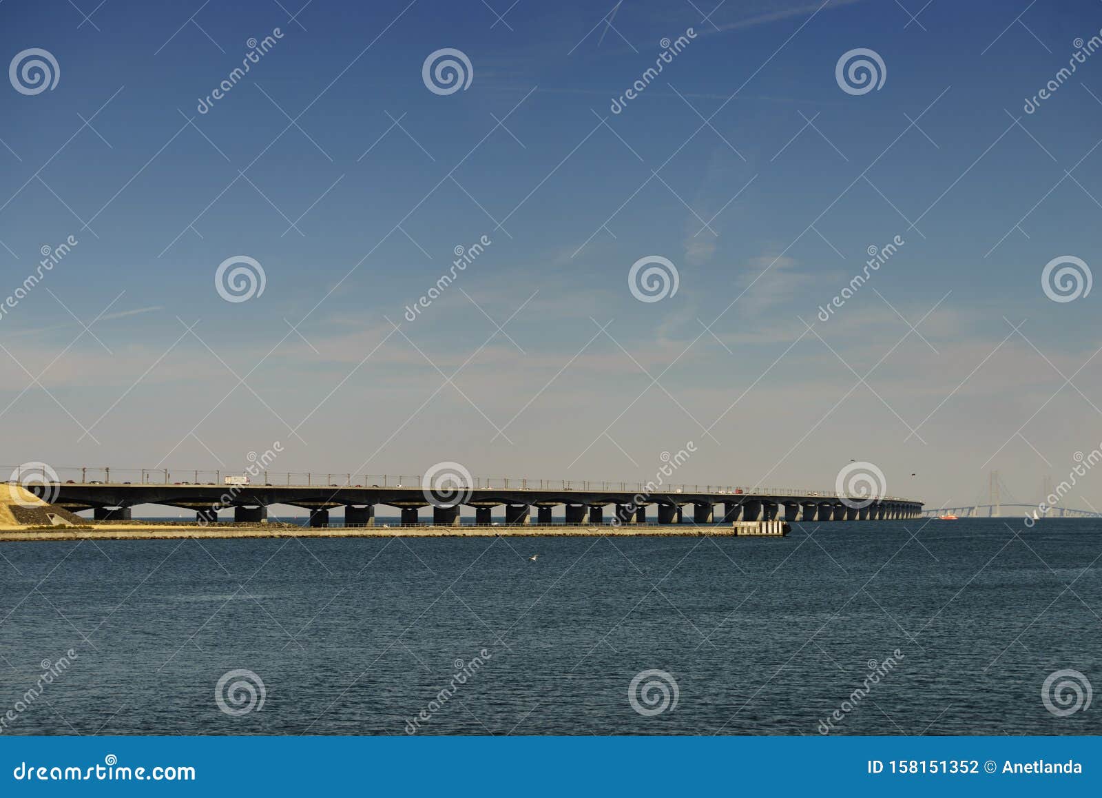Storebaelt Bridge in Denmark Stock Photo - Image of danish, blue: 158151352