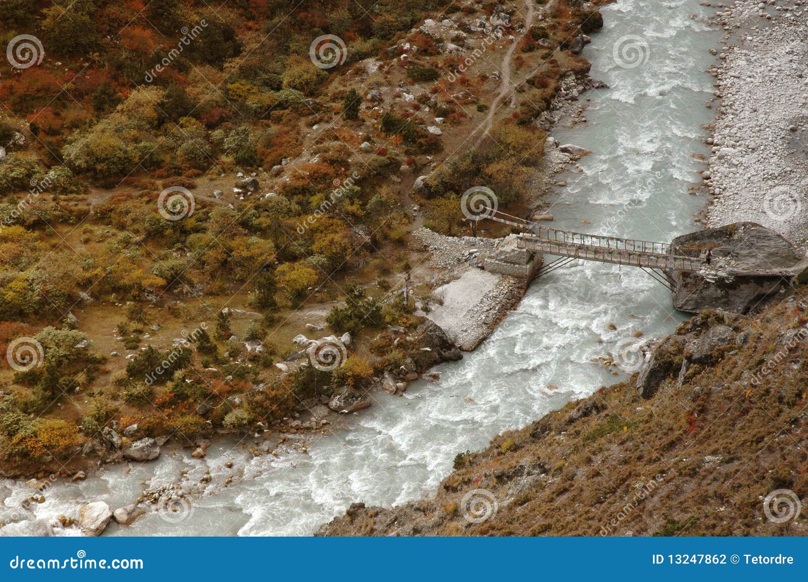 Bridge Across a Mountain River Stock Photo - Image of himalayan, bridge ...