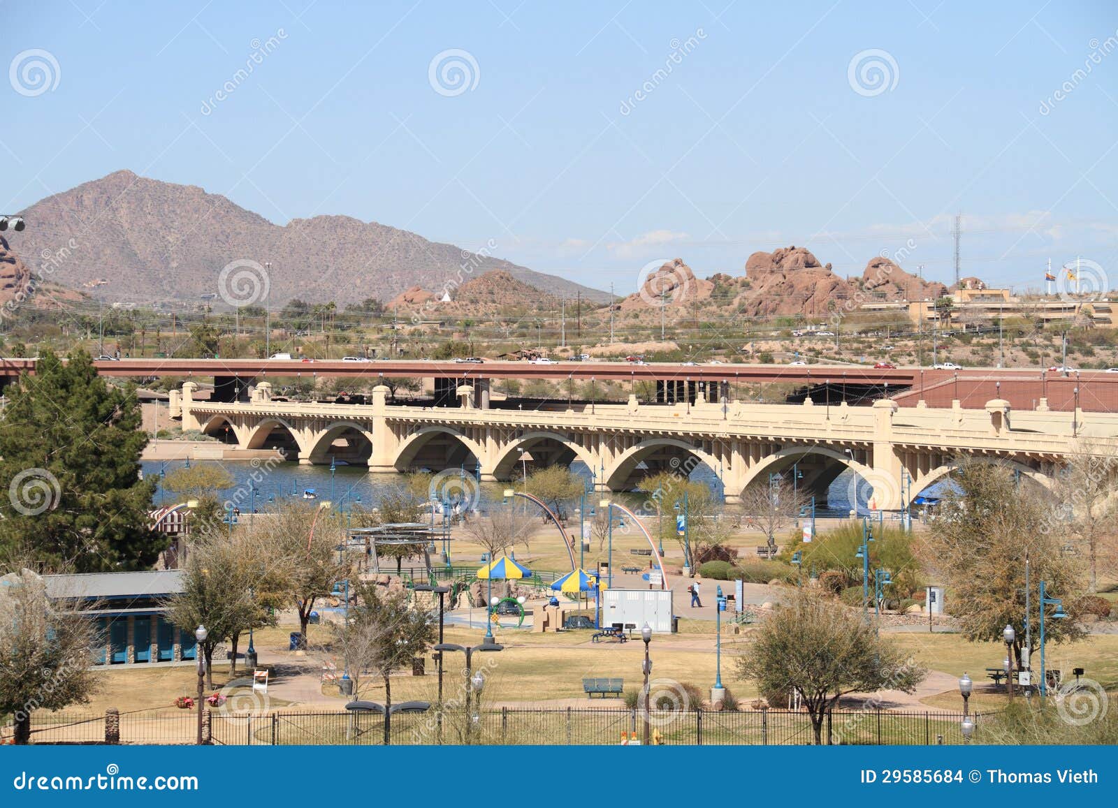 USA, Arizona/Tempe: Beach Park and Mill Avenue Bridge Stock Photo ...