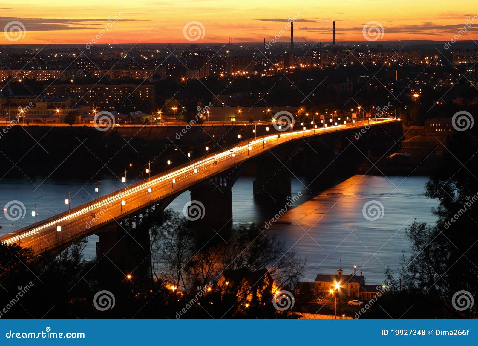 Bridge Across the River at Sunset Stock Photo - Image of beautiful ...