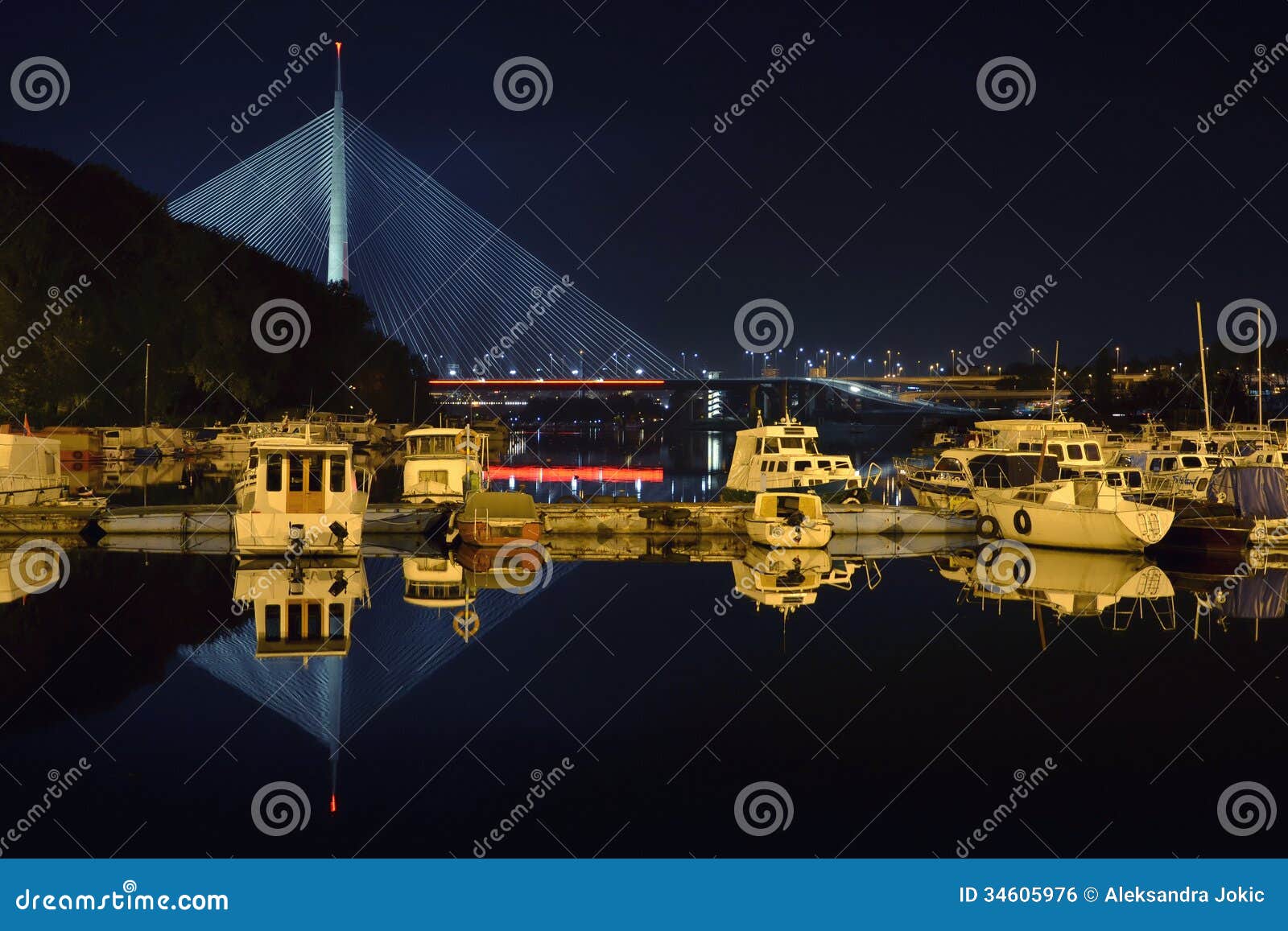 Bridge Ada in Belgrade stock photo. Image of longest - 34605976