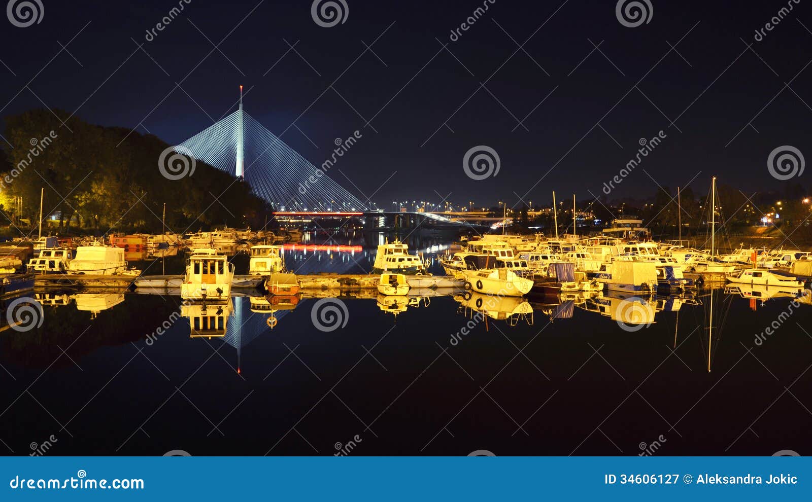 Bridge Ada in Belgrade stock image. Image of lights, high - 34606127