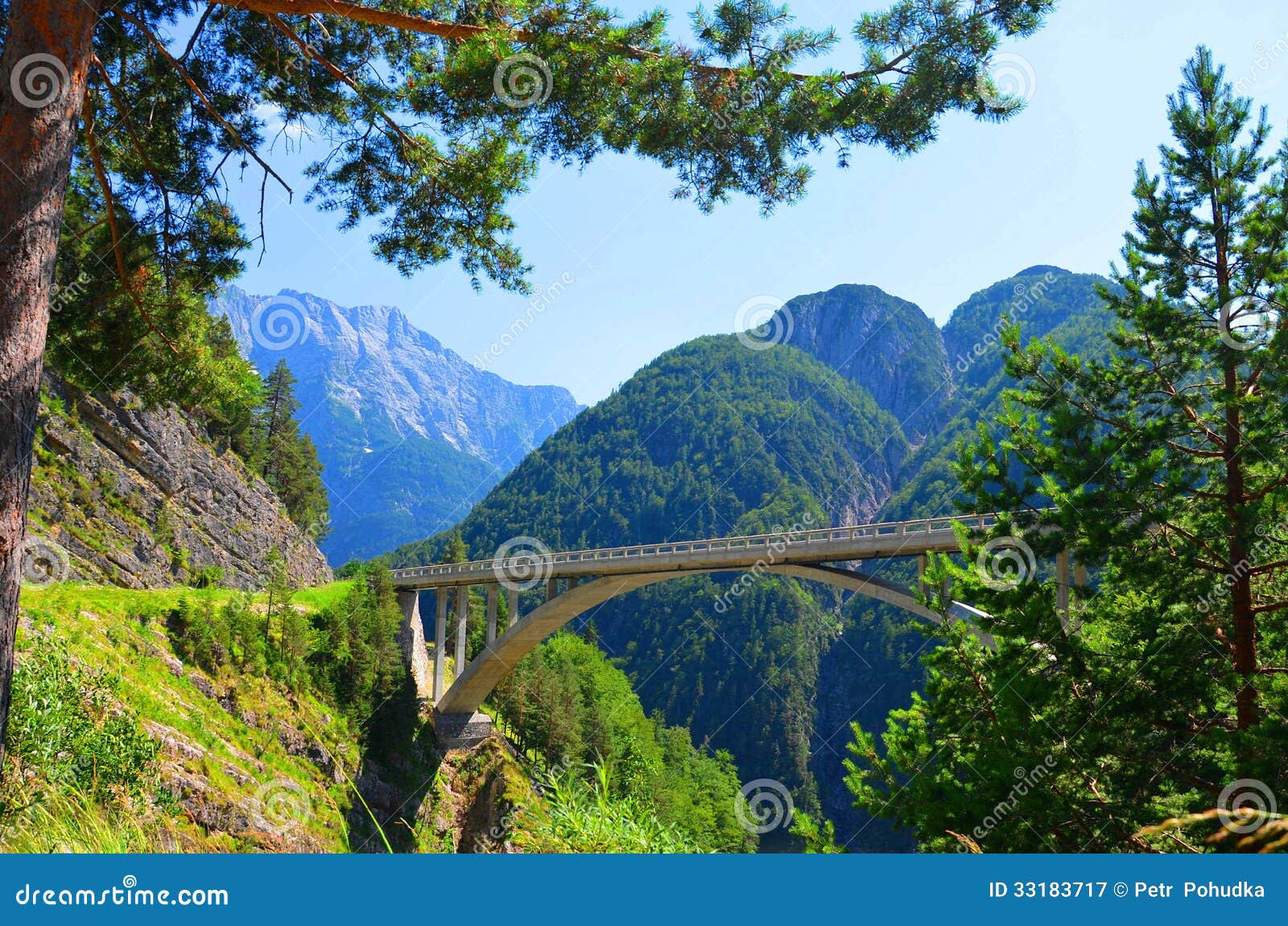 Bridge in the Alps stock image. Image of nature, popular - 33183717
