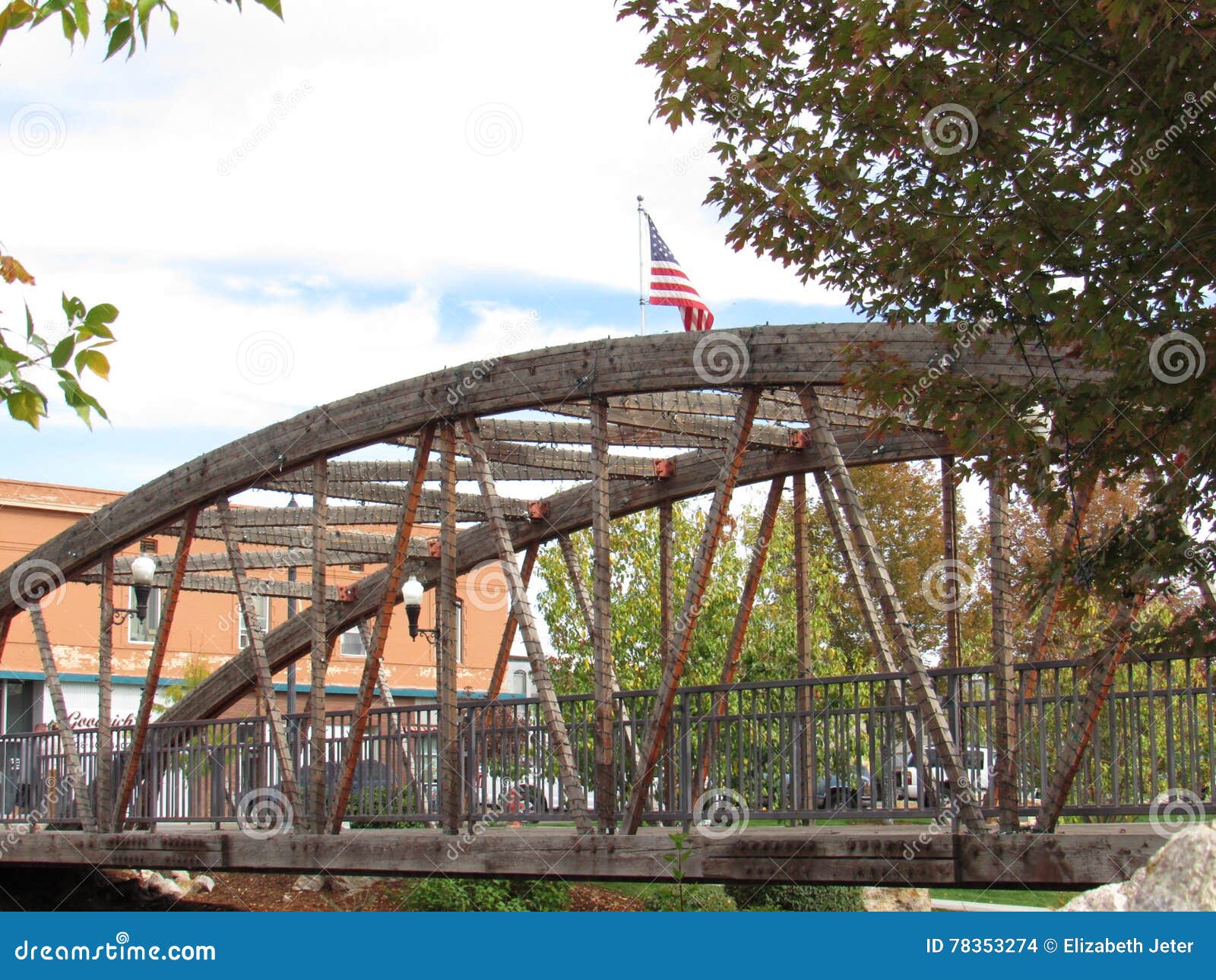 Bridge American flag stock photo. Image of walkway, american - 78353274