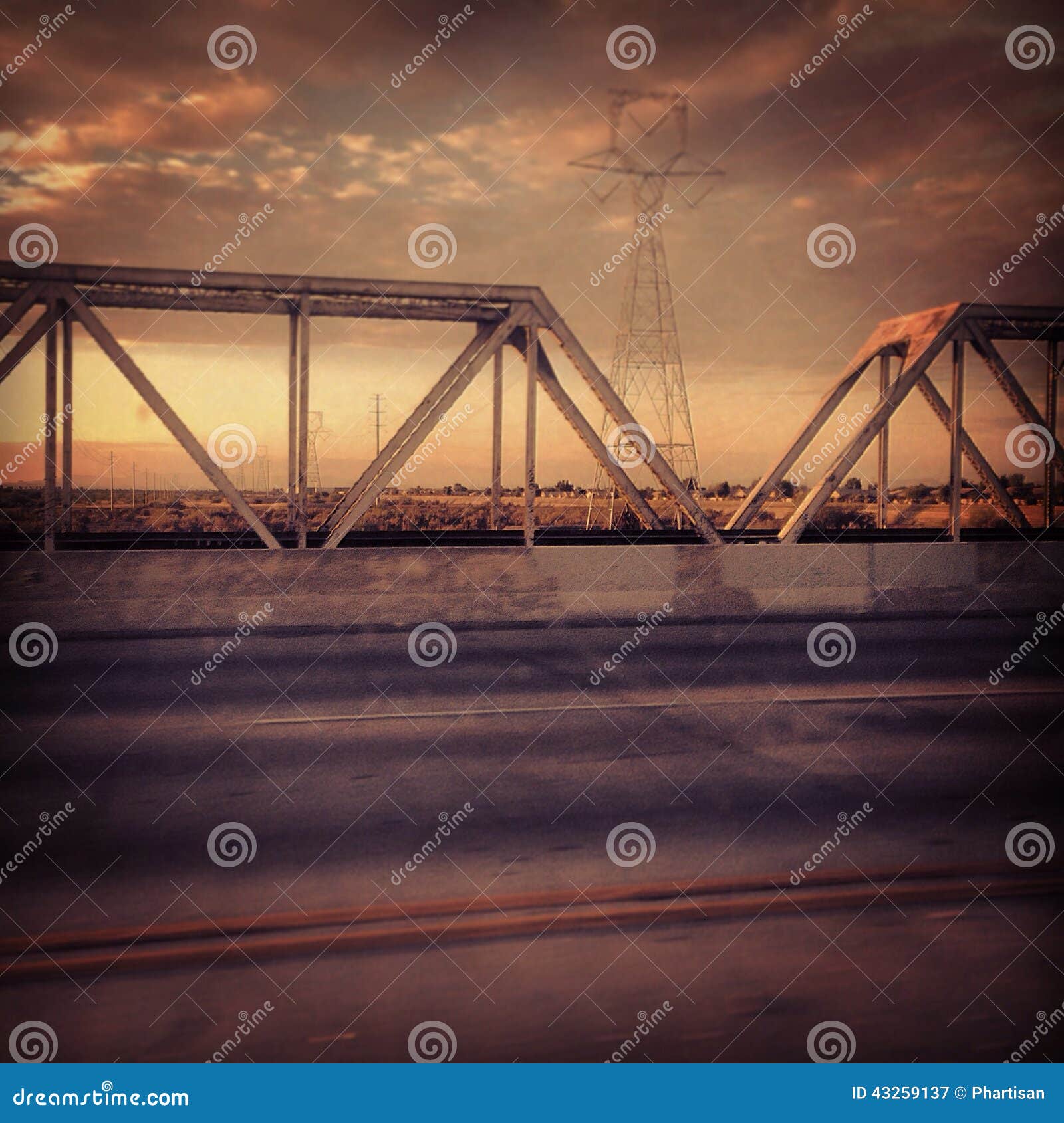 Bridge in Arizona Desert Phoenix Stock Image - Image of train, sunset ...