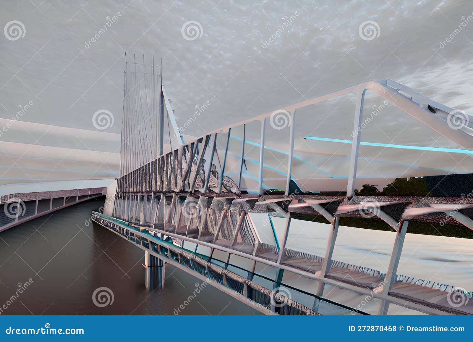 Bridge art and sky stock illustration. Illustration of bridge - 272870468