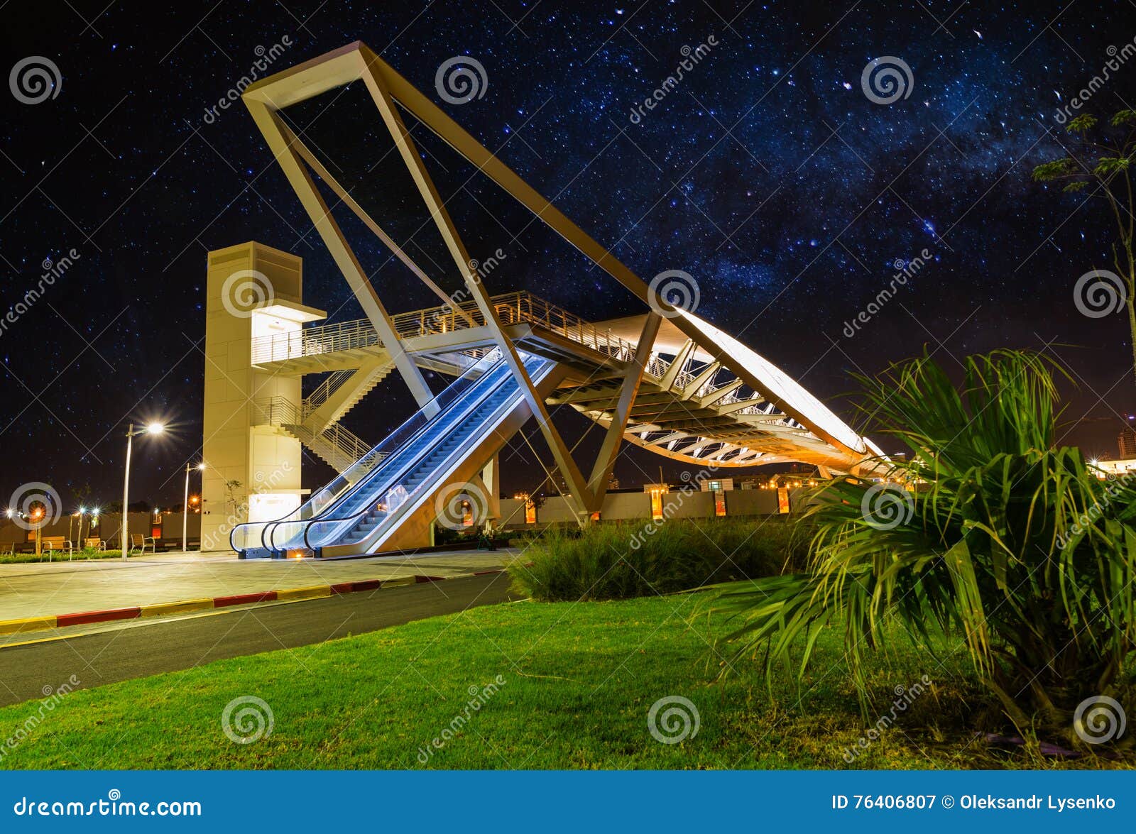 Bridge on a Background Night Sky Stock Image - Image of light, color ...