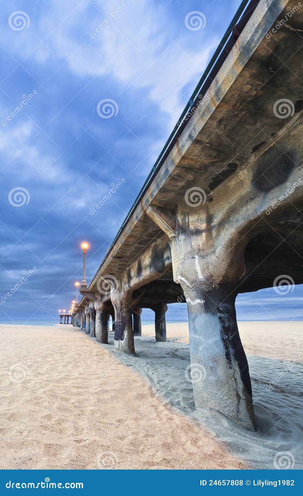 Bridge on the beach stock photo. Image of twilight, bridge - 24657808