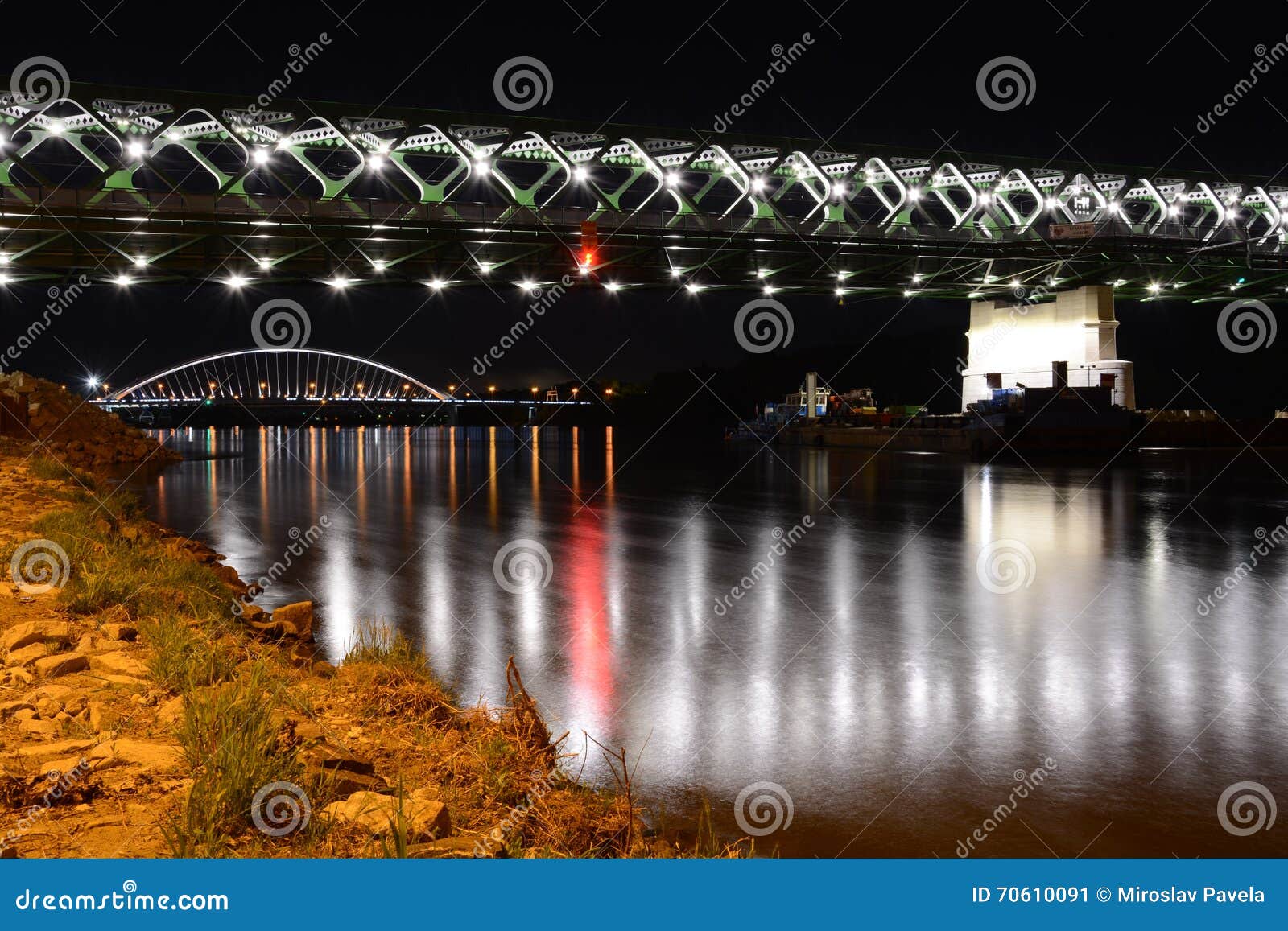 Bridge stock image. Image of light, nightphotos, river - 70610091