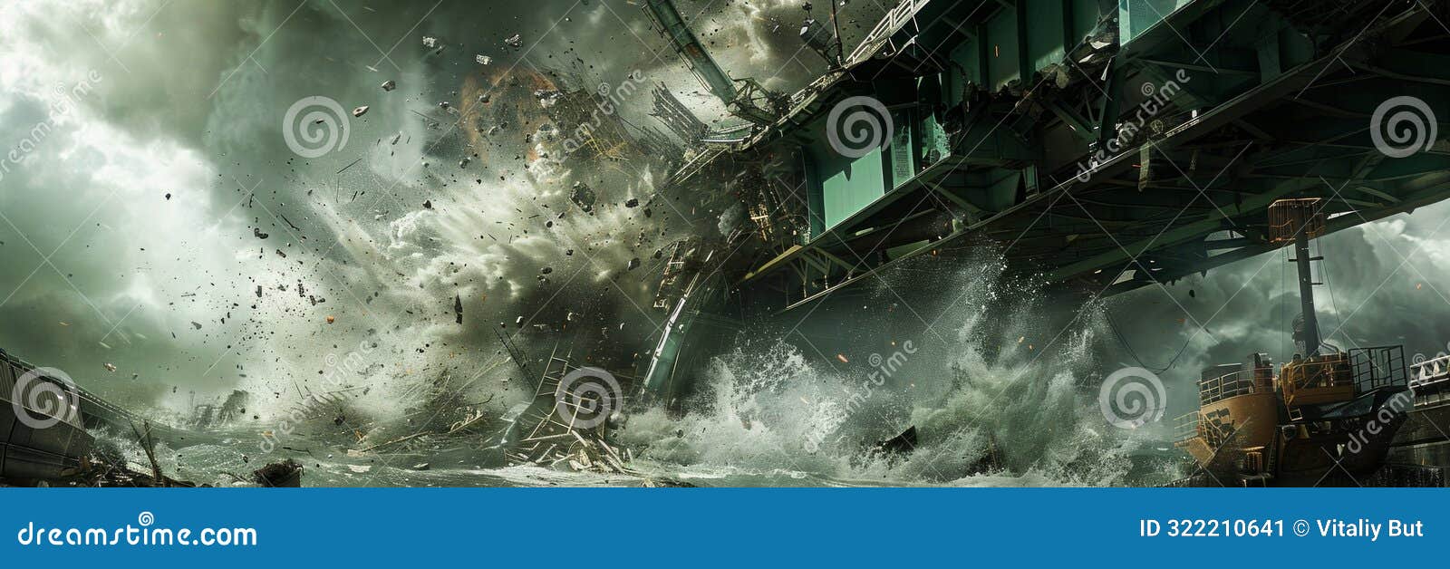 Bridge is Being Violently Destroyed by an Enormous Wave, Its Structure ...