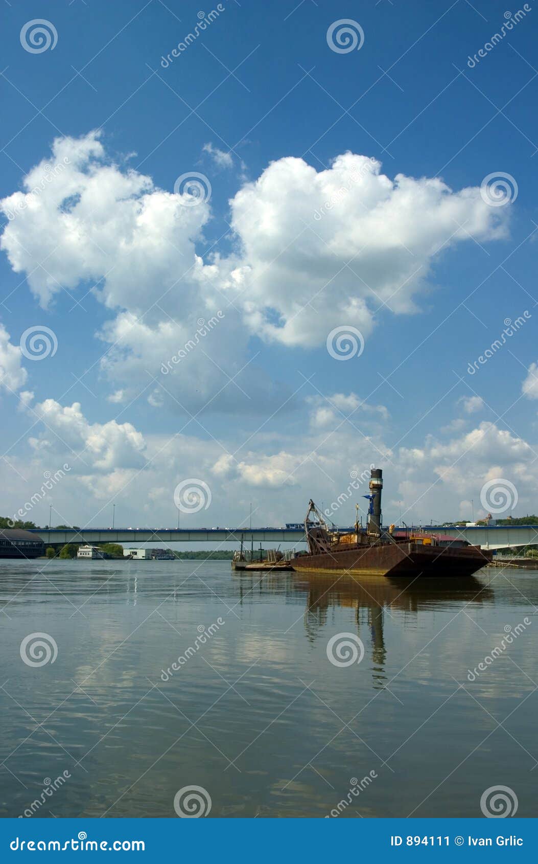 Bridge and boat stock image. Image of summer, panorama - 894111