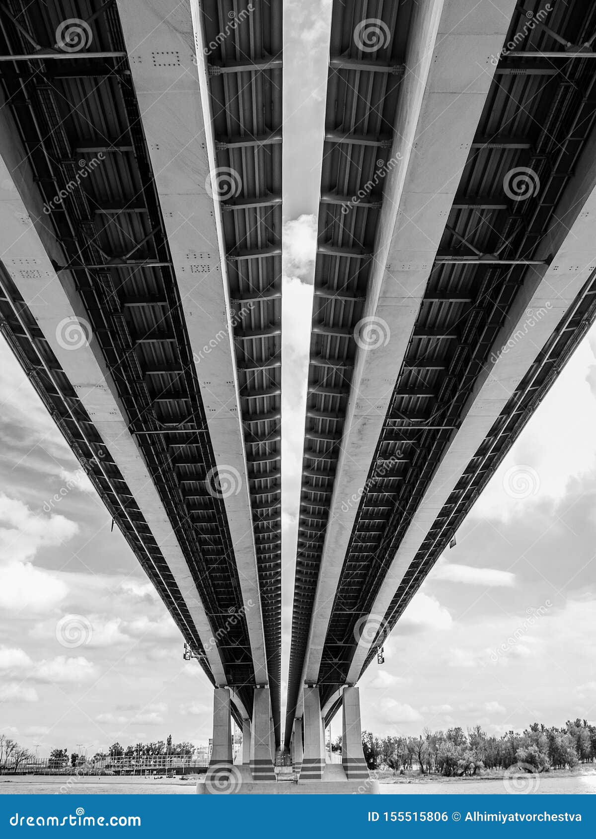 Bridge Bottom View - Architecture, Black and White Photo Stock Photo ...