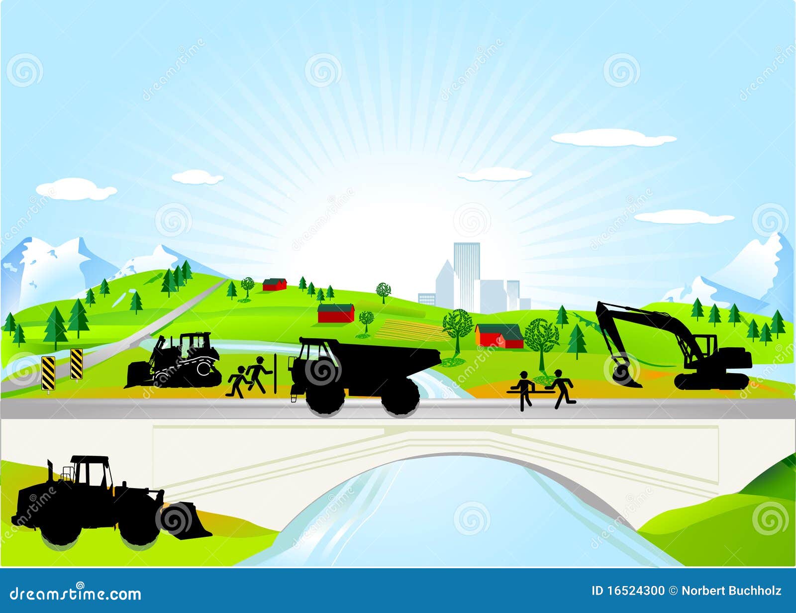 Bridge building stock vector. Illustration of reconstruction - 16524300