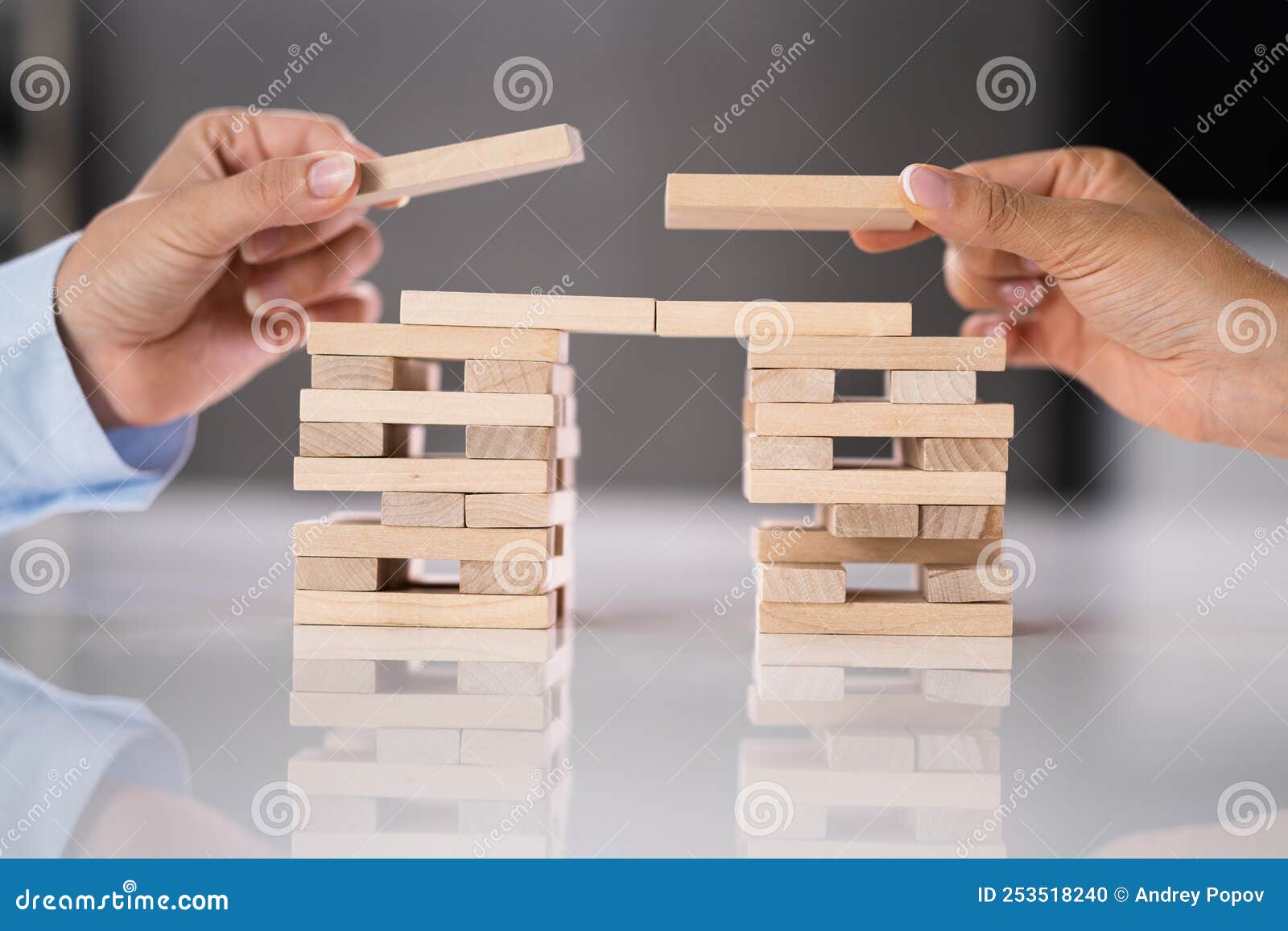 Bridge Building Using Wooden Blocks Stock Photo - Image of lady ...