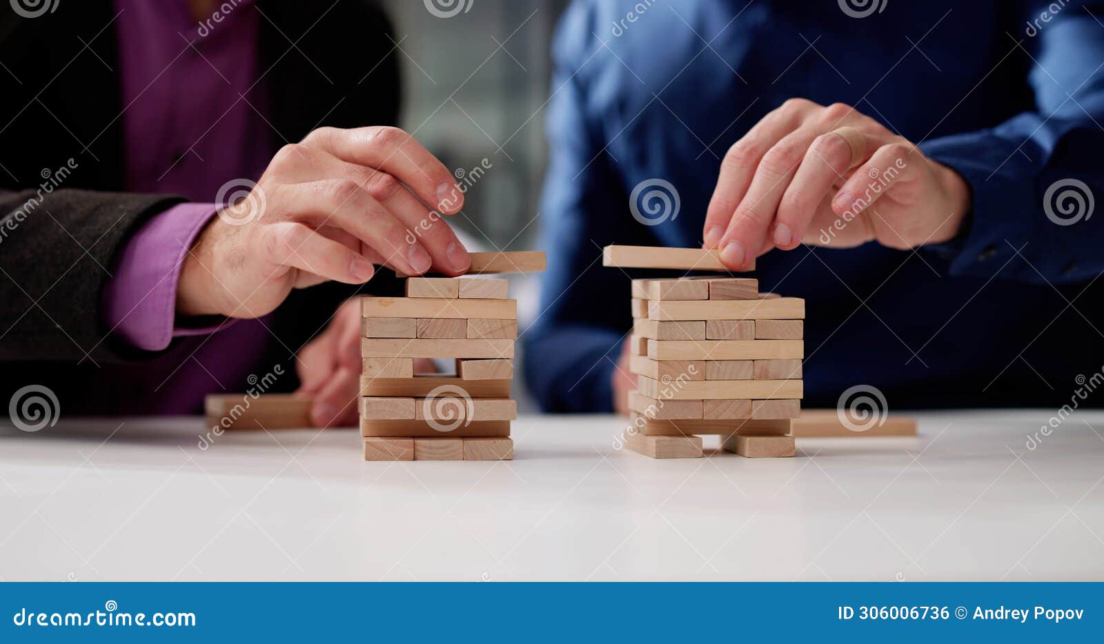 Bridge Building Using Wooden Blocks Stock Photo - Image of thumb ...