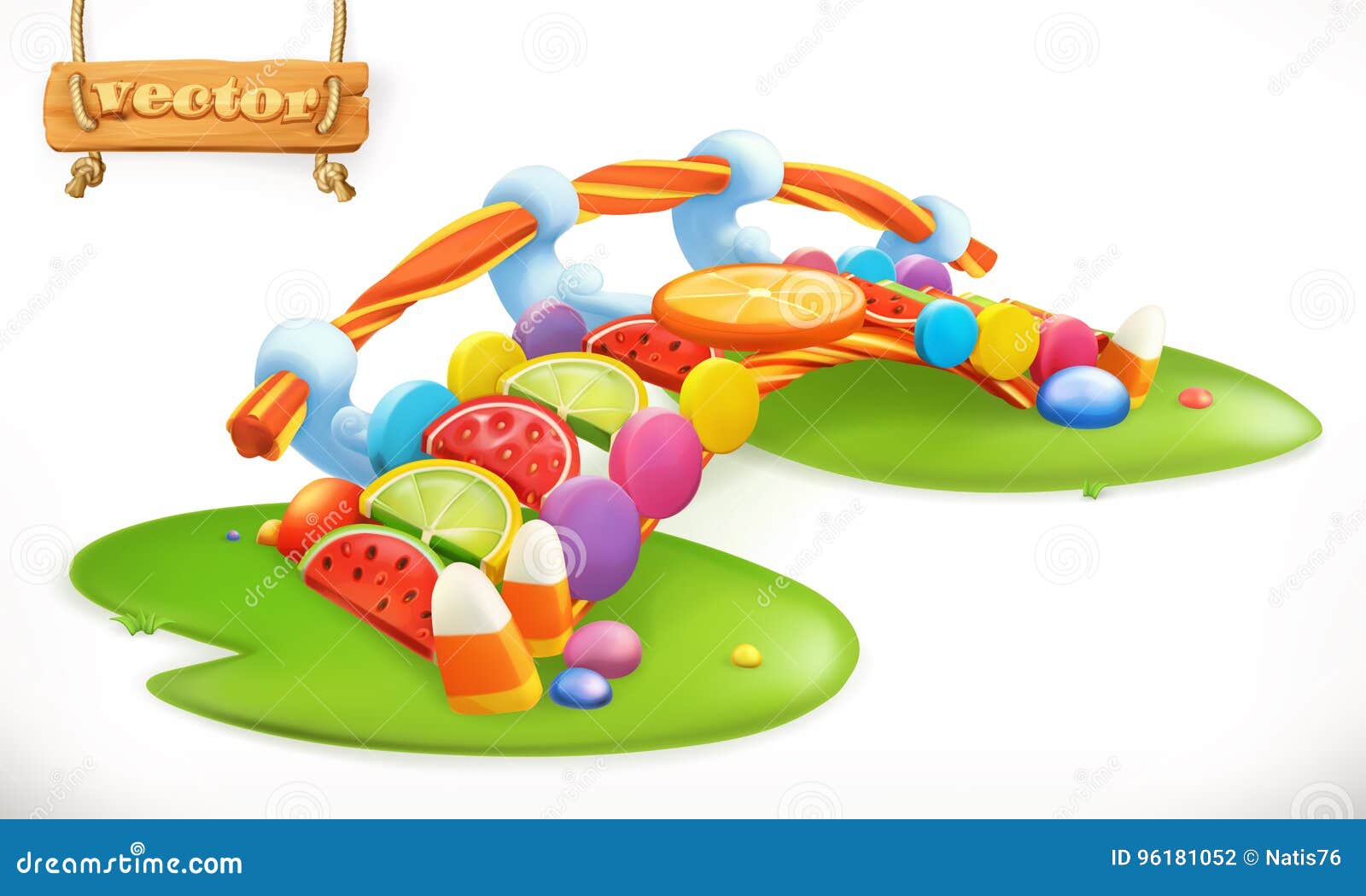 Bridge of Candies. Sweet Land, Fruit Candy Vector Icon Stock Vector ...