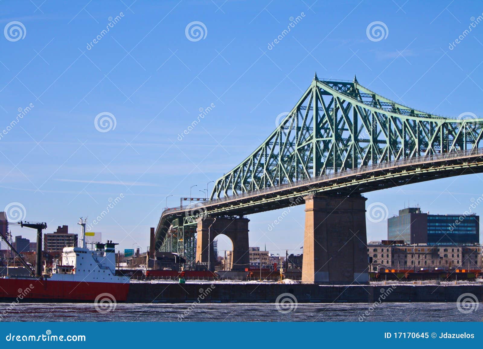 Bridge and cargo ship stock image. Image of modern, canada - 17170645