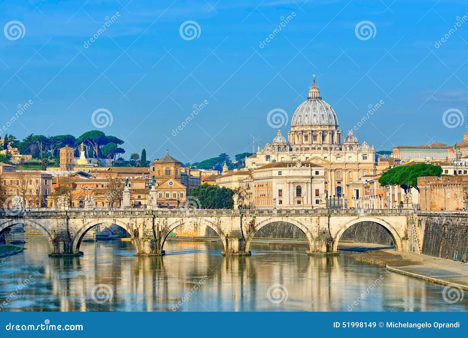 Bridge of Castel St. Angelo Stock Image - Image of cityscape ...