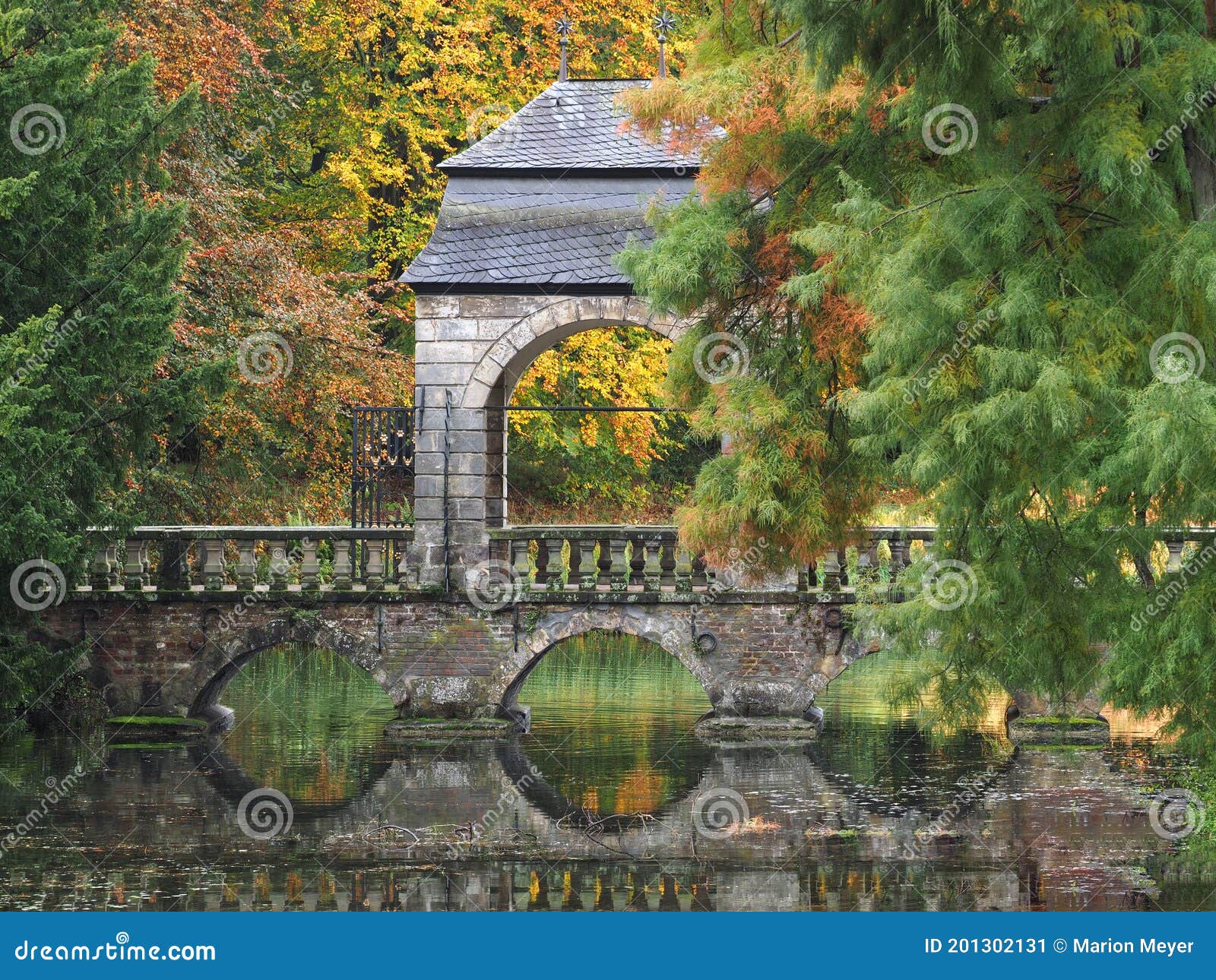Bridge in the Castle Park of Schloss Dyck in Germany Stock Image ...
