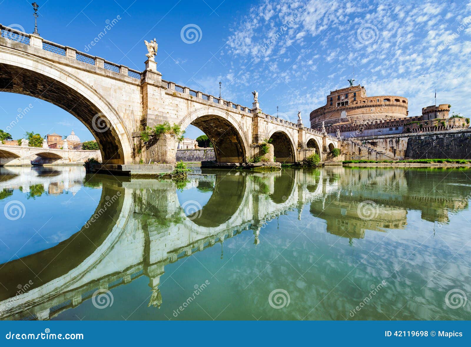 Bridge and Castle Sant Angelo, Rome Stock Photo - Image of city, sant ...