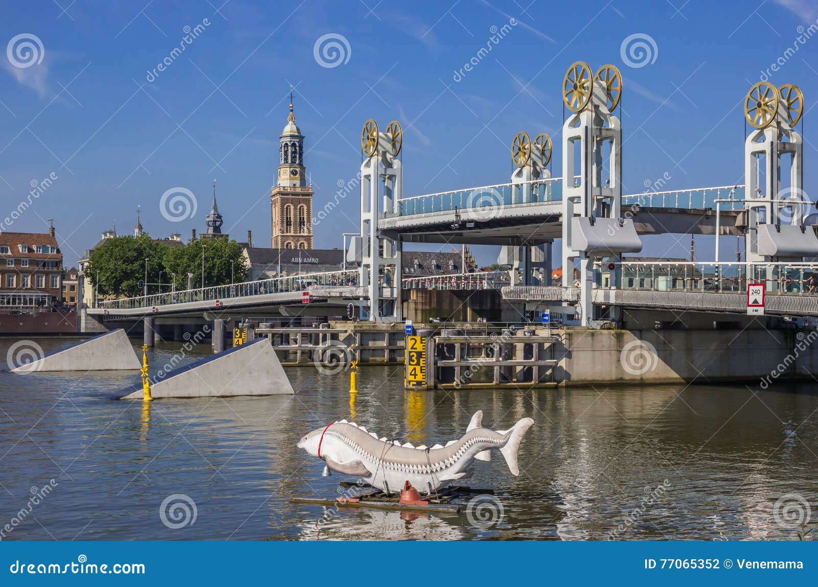 Bridge and Church Tower of Kampen Editorial Photography - Image of ...