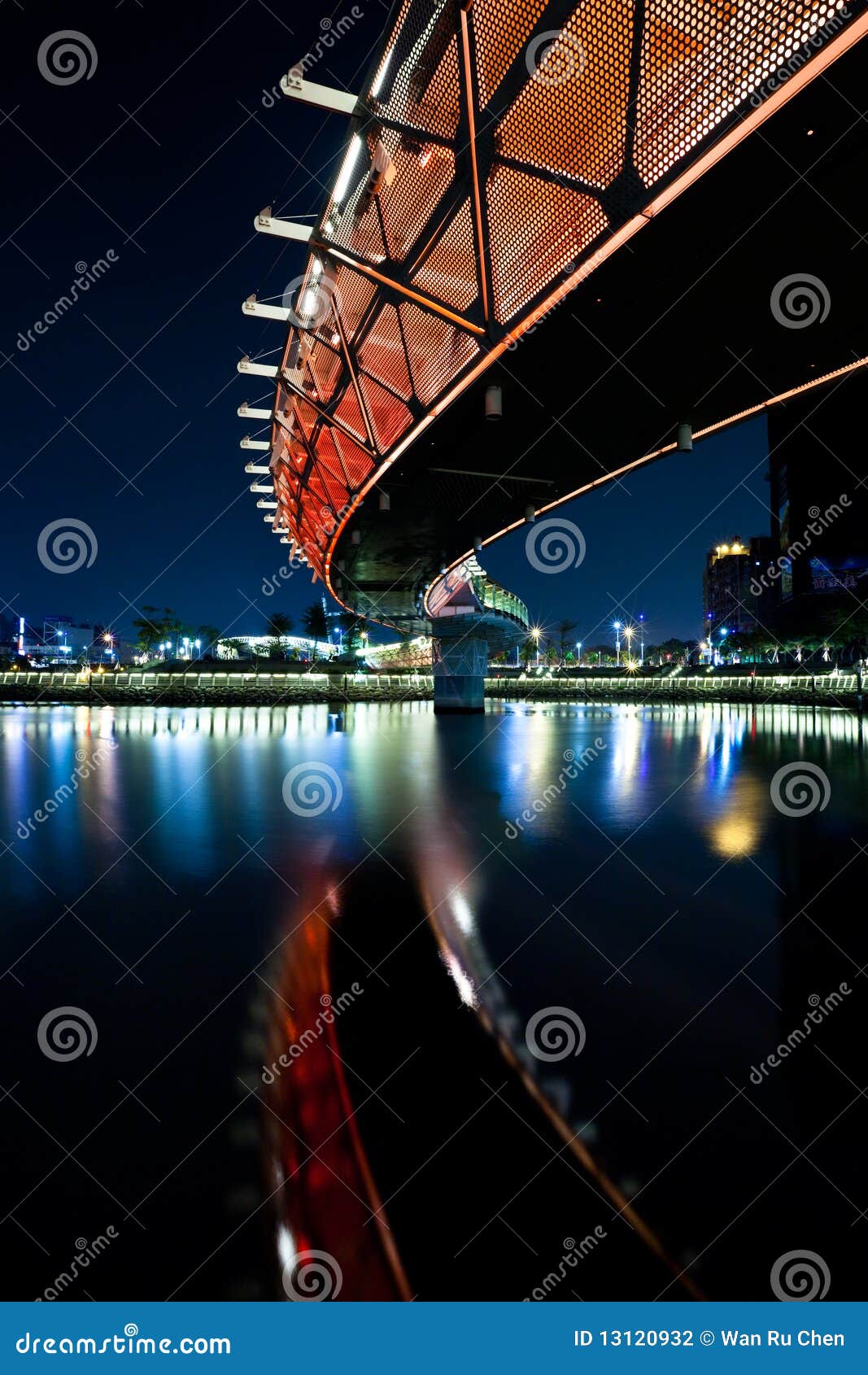 Bridge and city at night stock photo. Image of seaport - 13120932