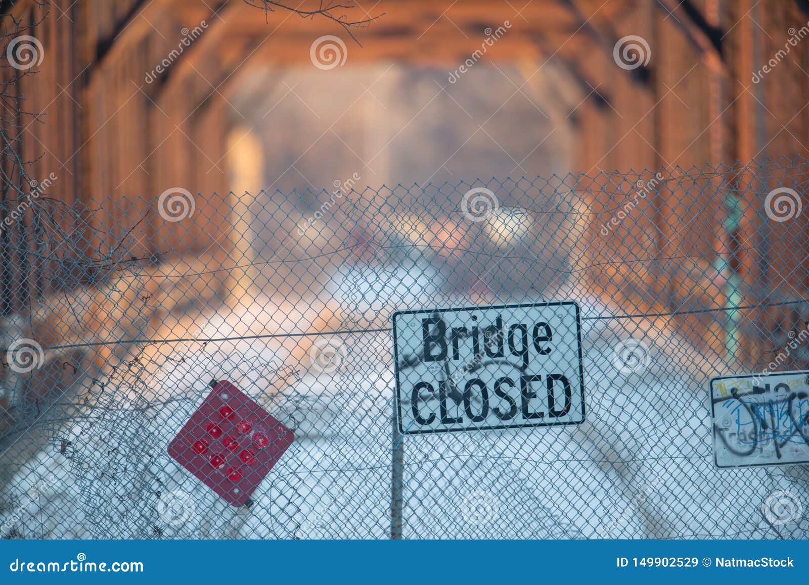 Bridge Closed Sign in Front of Dilapidated Bridge Stock Image - Image ...