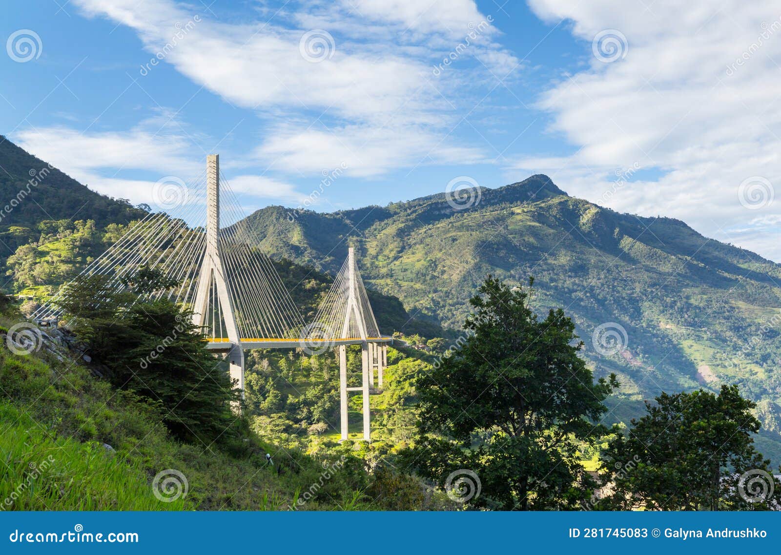 Bridge in Colombia stock image. Image of cityscape, water - 281745083