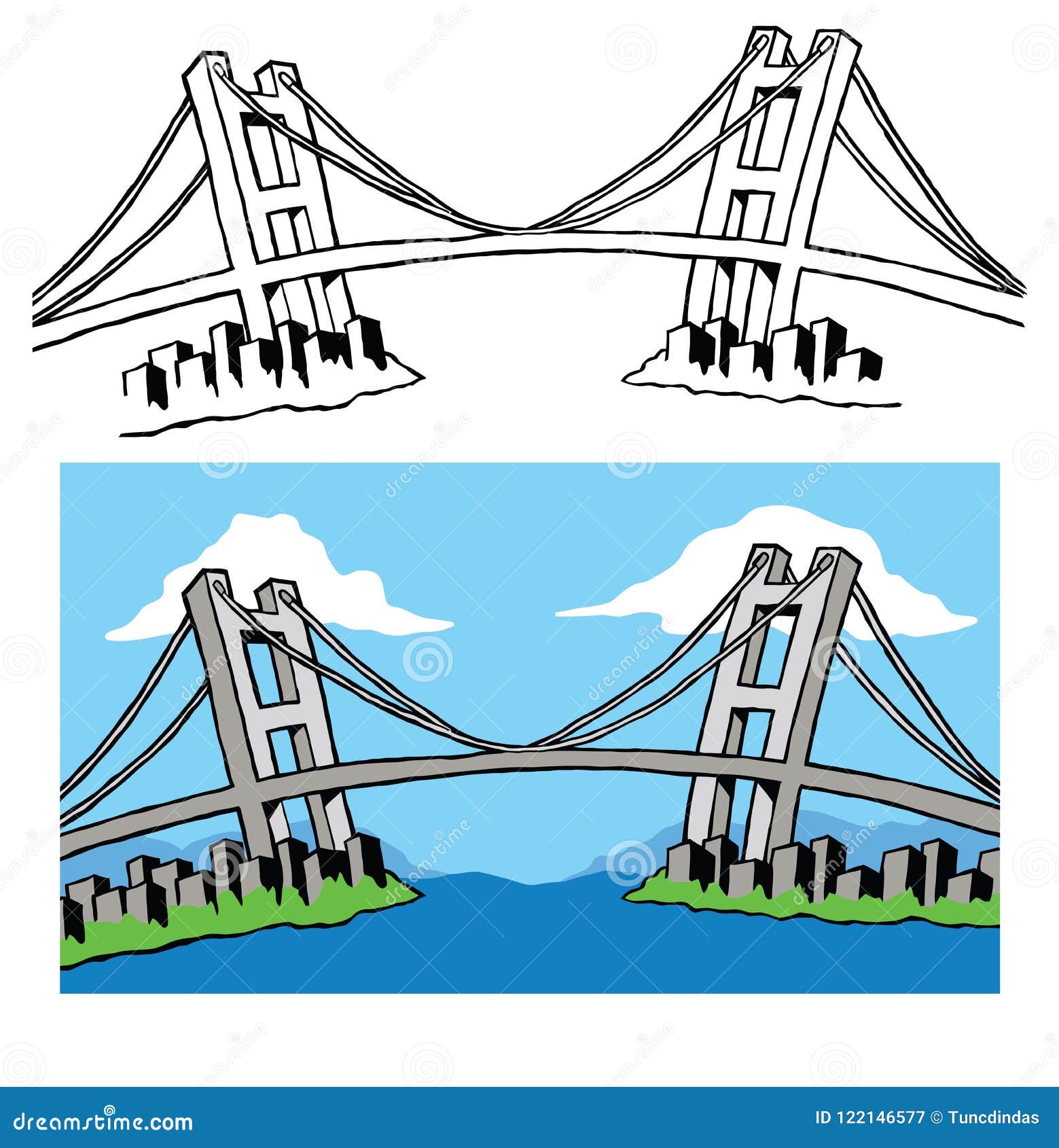 Bridge Color and Black White Stock Vector - Illustration of vector ...