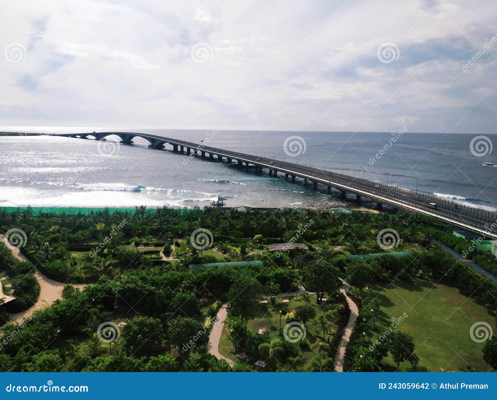Bridge Connecting Islands through Calm Sea Stock Photo - Image of ...