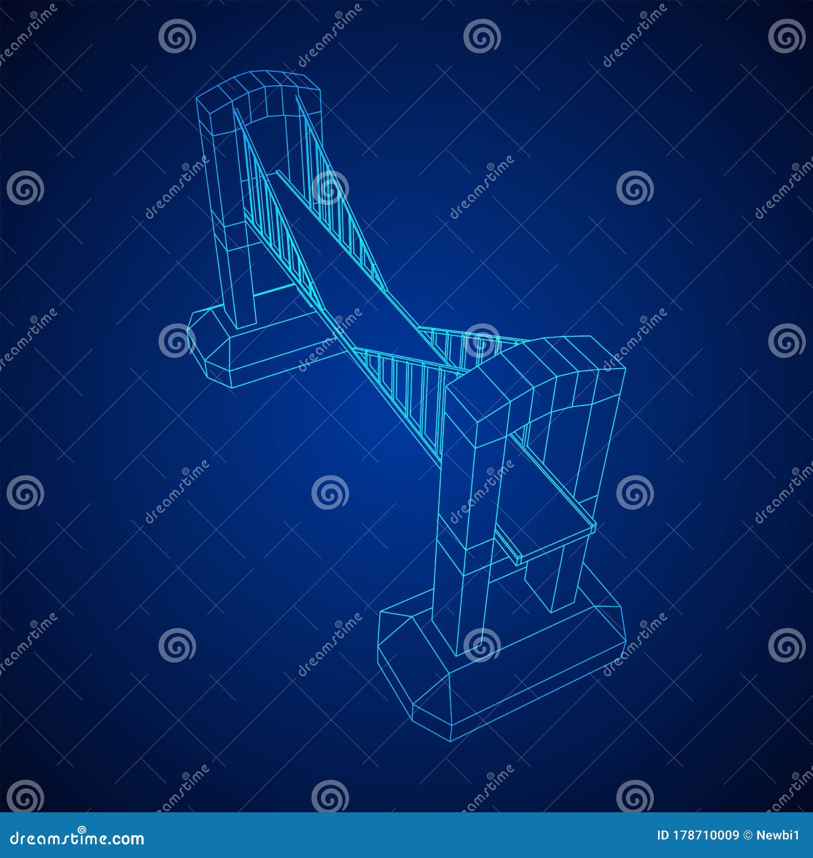 Bridge Connection Structure Wireframe Stock Vector - Illustration of ...