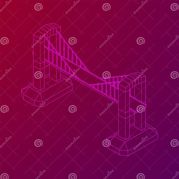 Bridge Connection Structure Wireframe Stock Vector - Illustration of ...