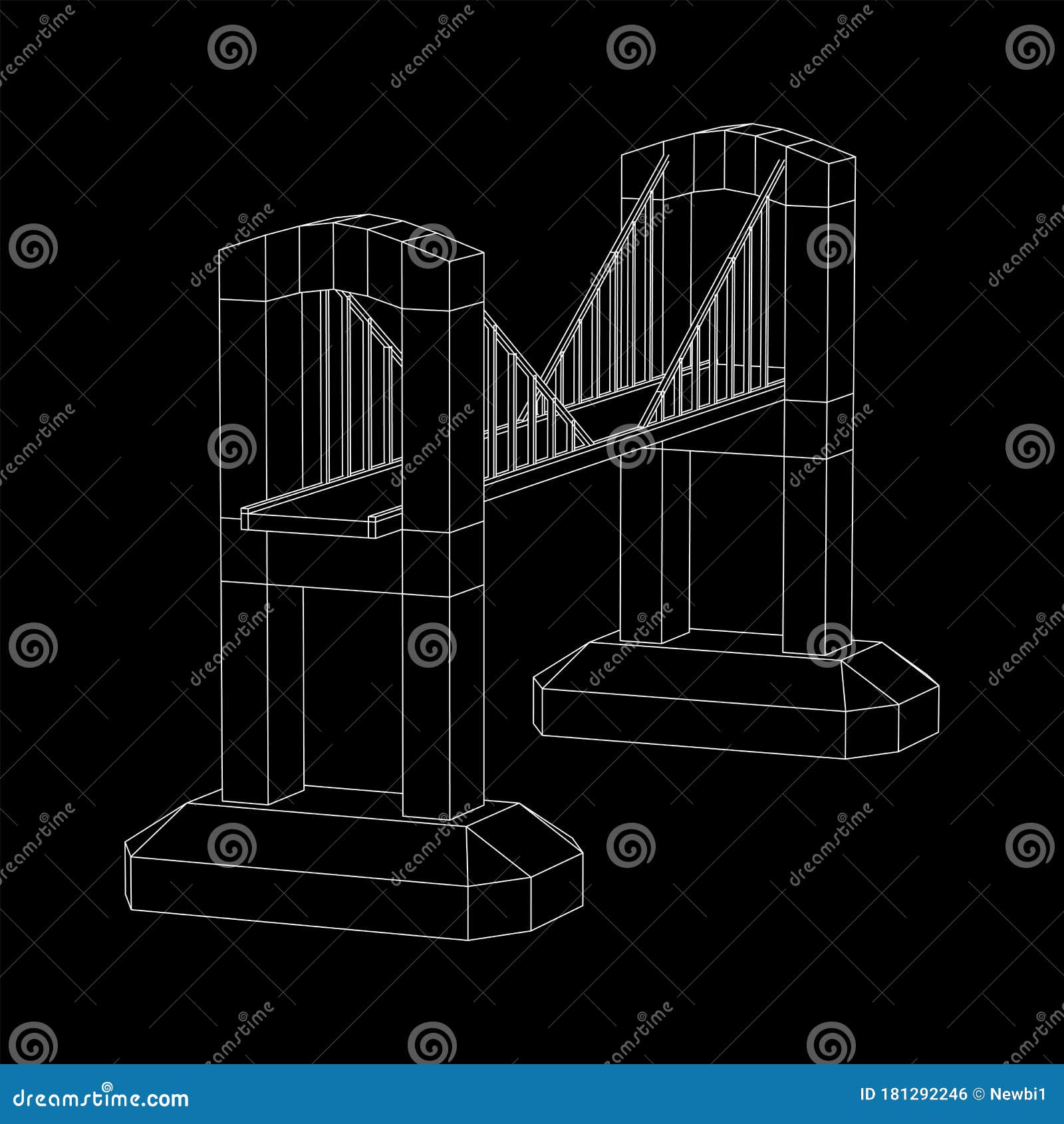 Bridge Connection Structure Wireframe Stock Vector - Illustration of ...