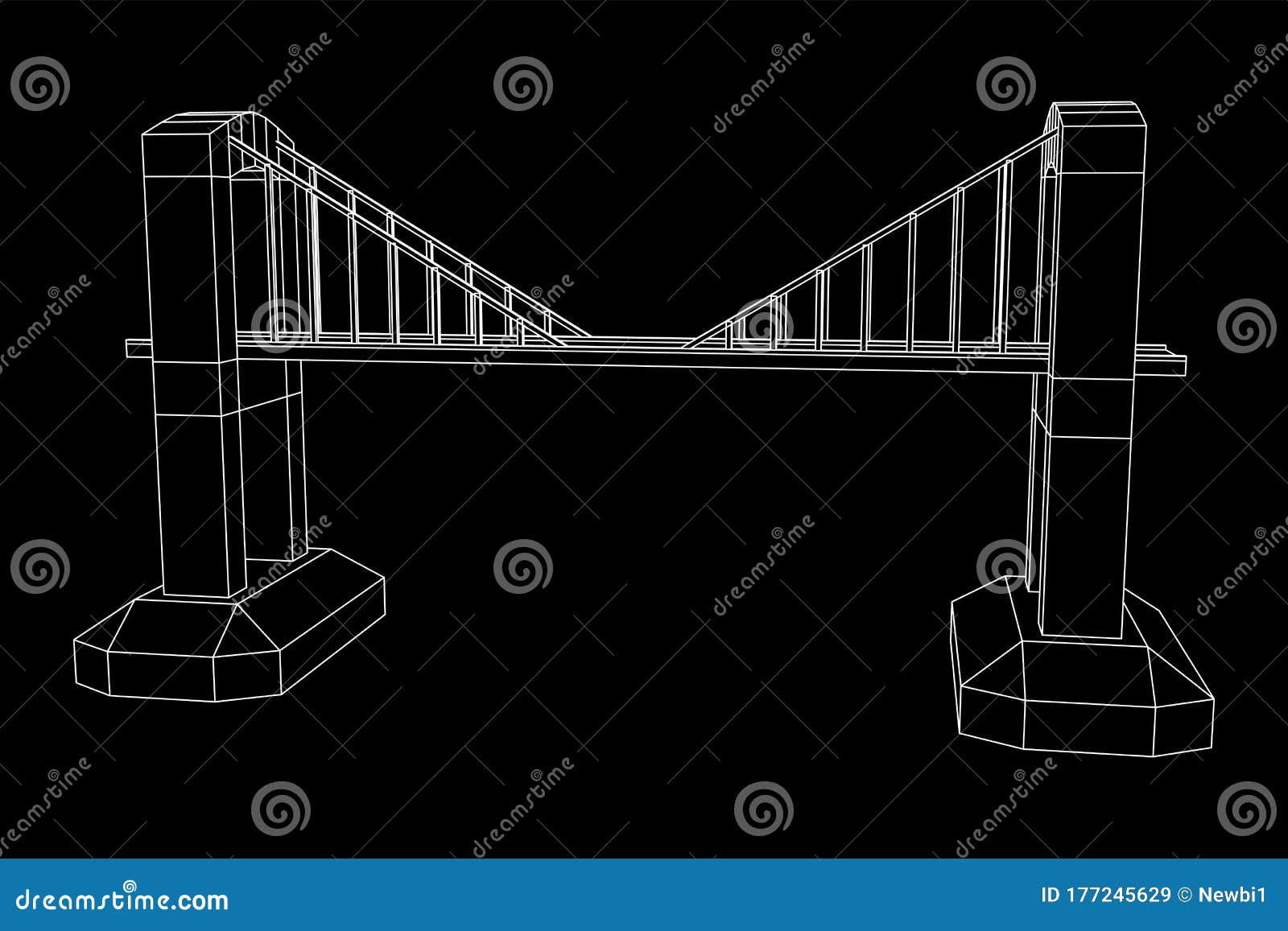 Bridge Connection Structure Wireframe Stock Vector - Illustration of ...