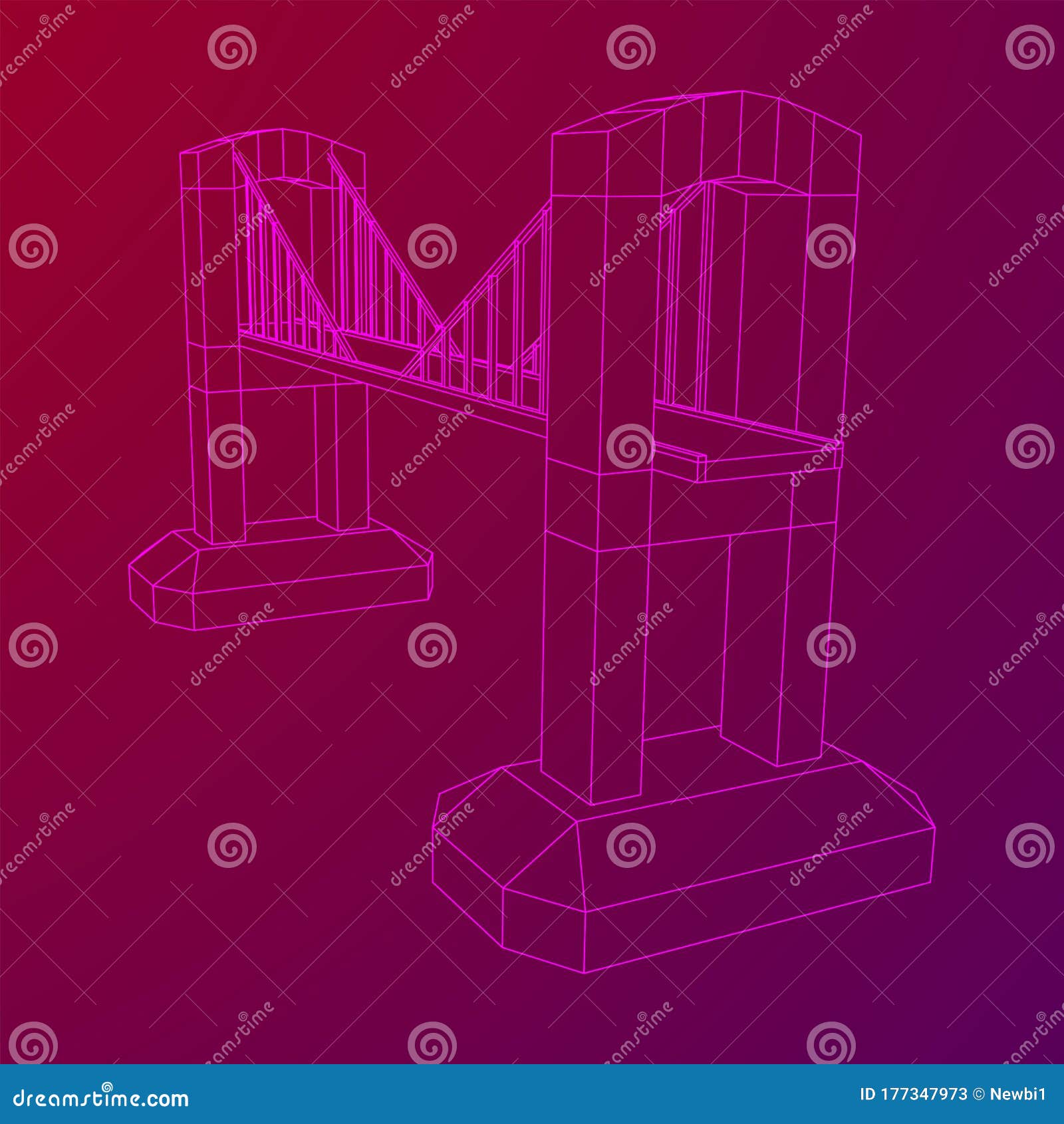Bridge Connection Structure Wireframe Stock Vector - Illustration of ...