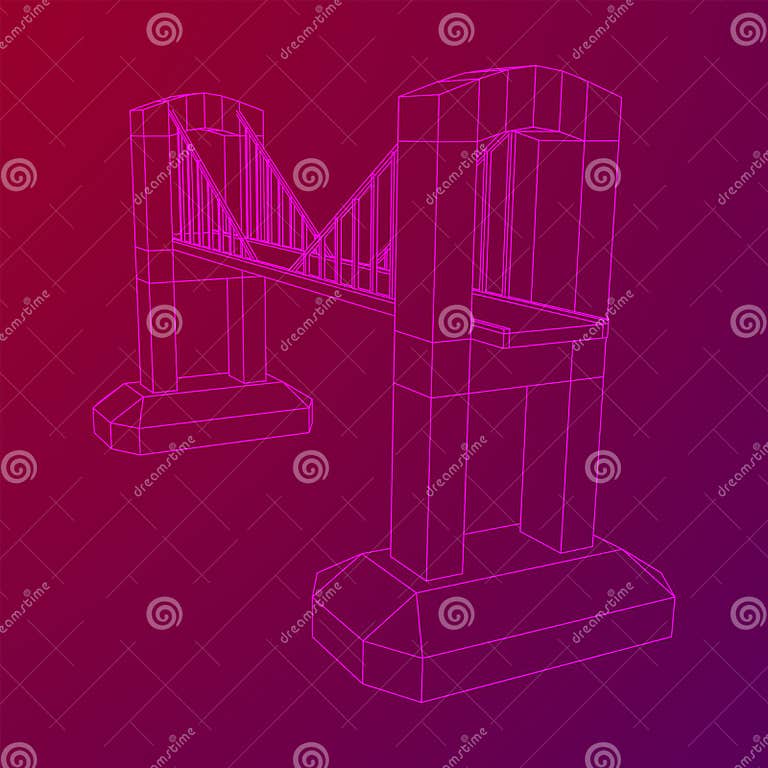Bridge Connection Structure Wireframe Stock Vector - Illustration of ...