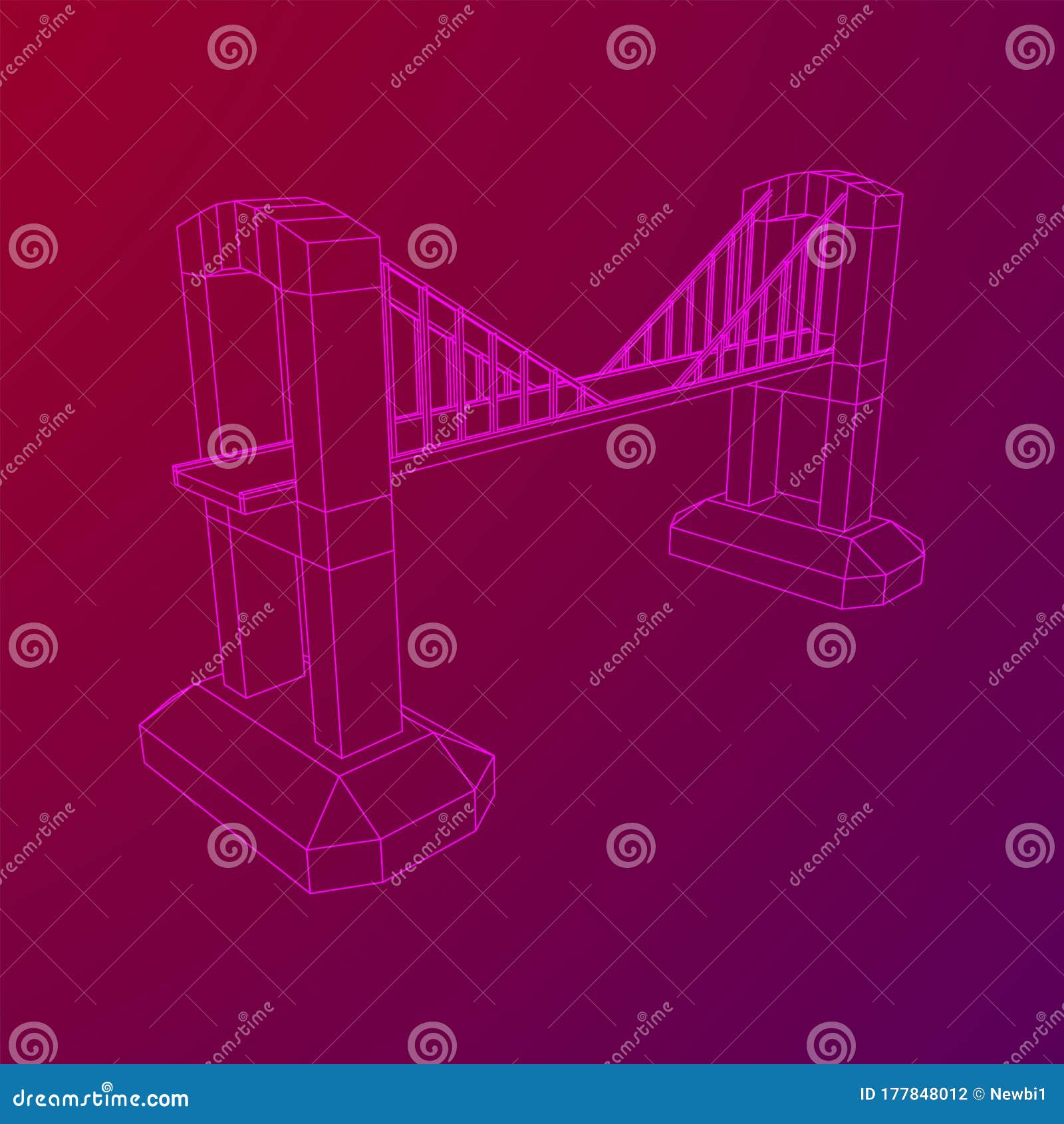 Bridge Connection Structure Wireframe Stock Vector - Illustration of ...