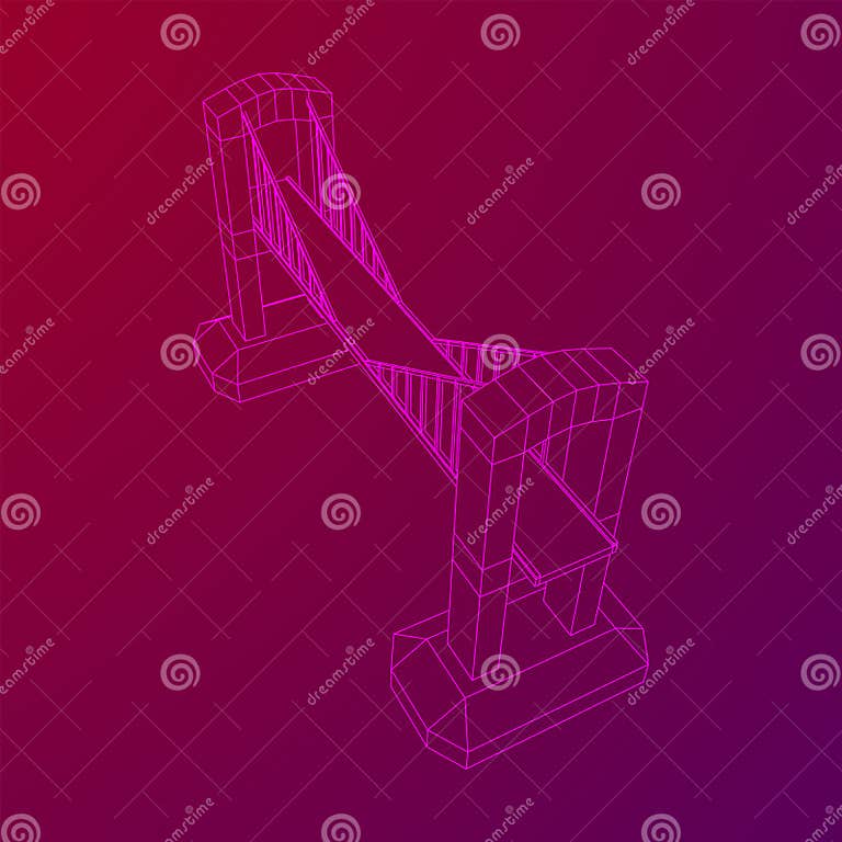 Bridge Connection Structure Wireframe Stock Vector - Illustration of ...