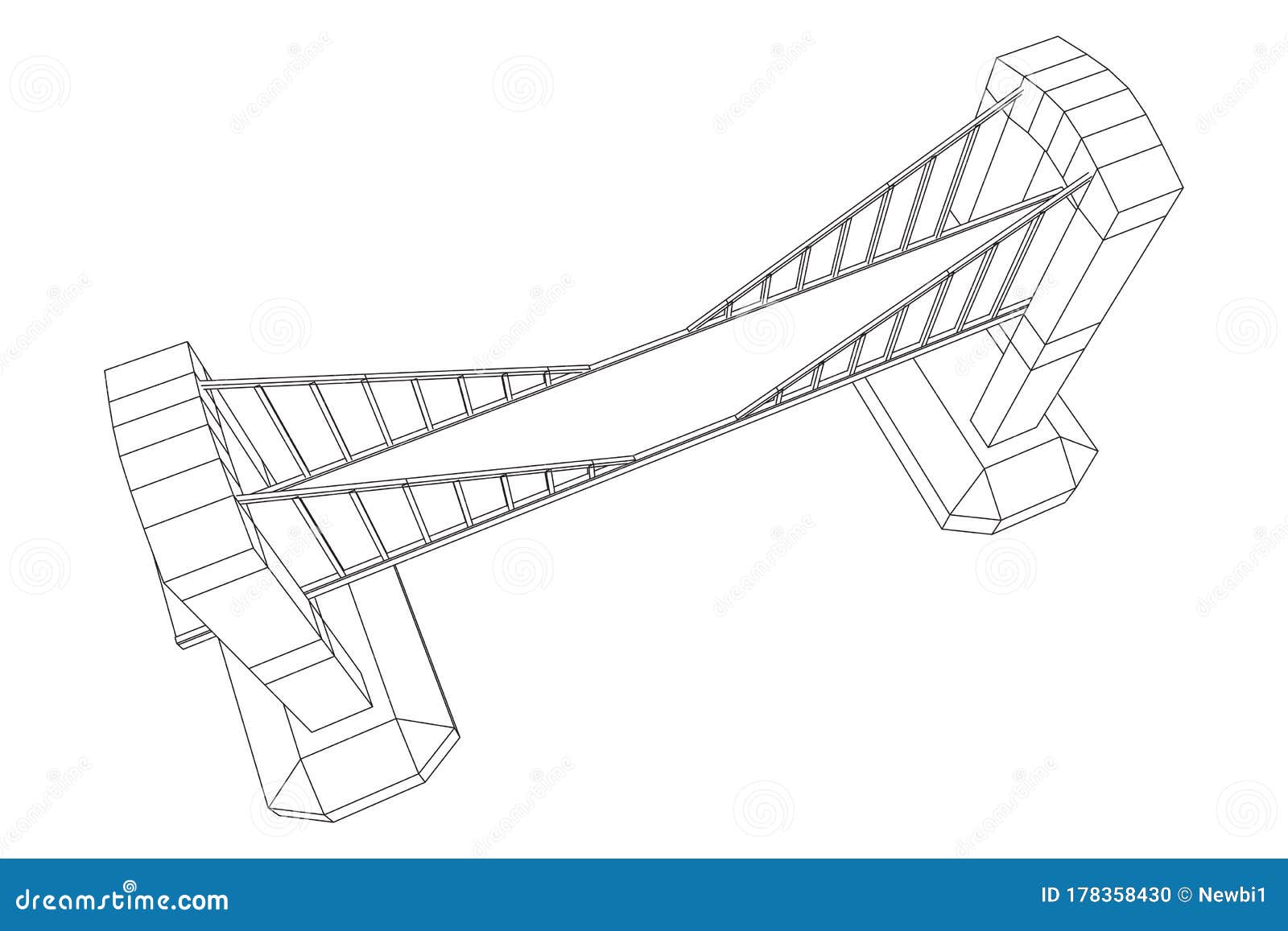 Bridge Connection Structure Wireframe Stock Vector - Illustration of ...