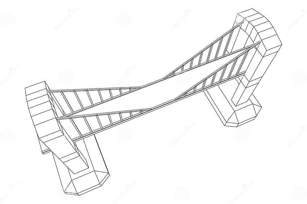 Bridge Connection Structure Wireframe Stock Vector - Illustration of ...