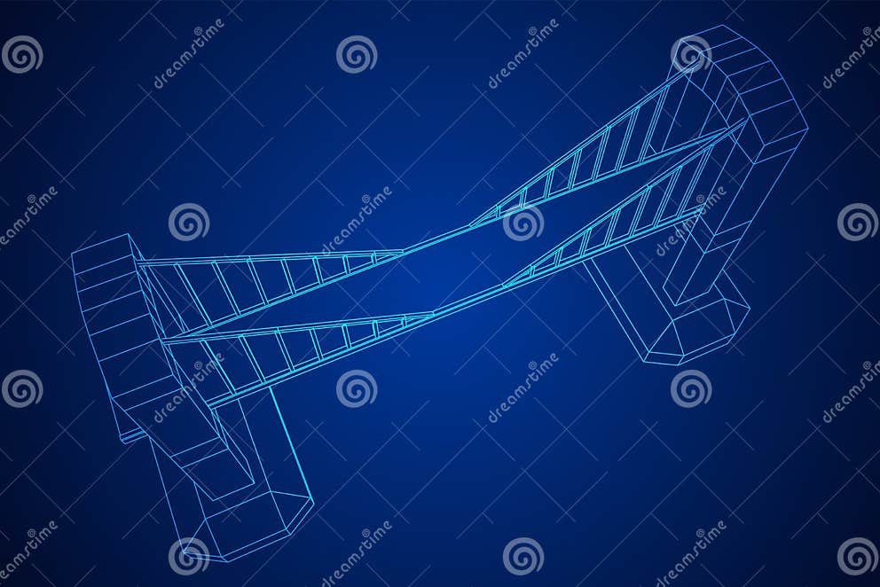 Bridge Connection Structure Wireframe Stock Vector - Illustration of ...