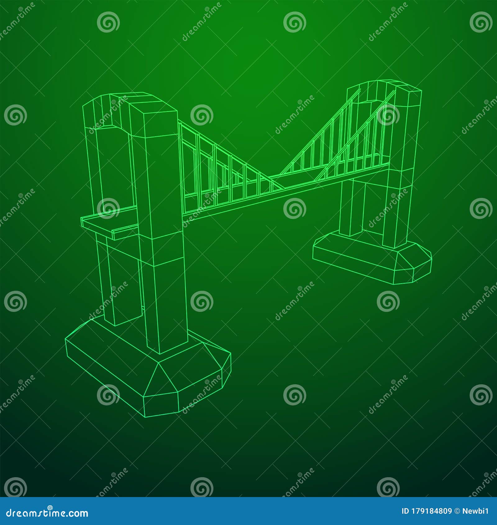 Bridge Connection Structure Wireframe Stock Vector - Illustration of ...