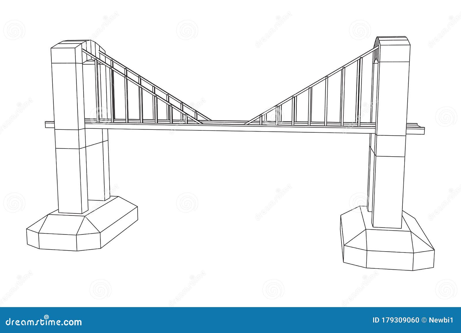 Bridge Connection Structure Wireframe Stock Vector - Illustration of ...