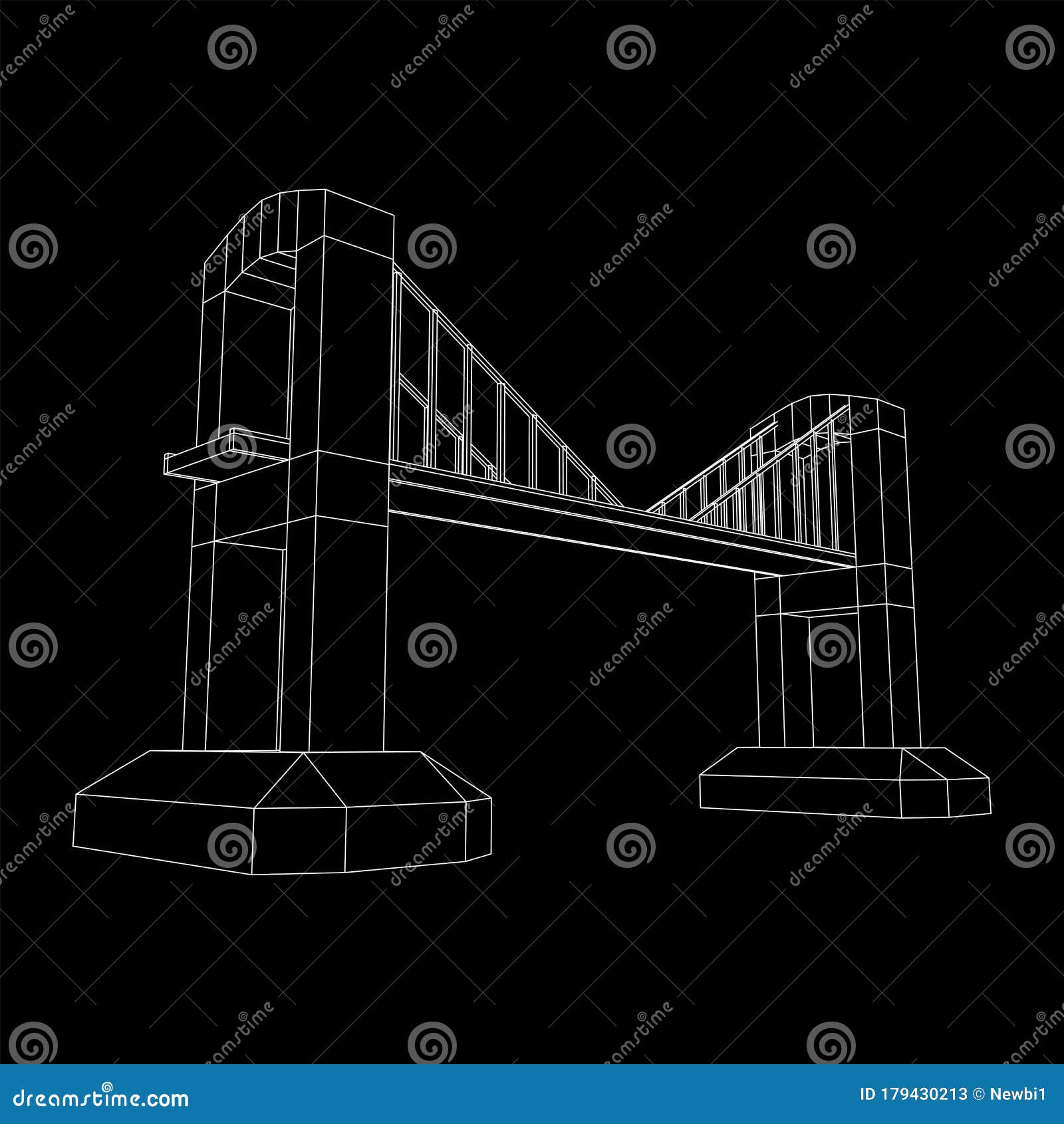 Bridge Connection Structure Wireframe Stock Vector - Illustration of ...